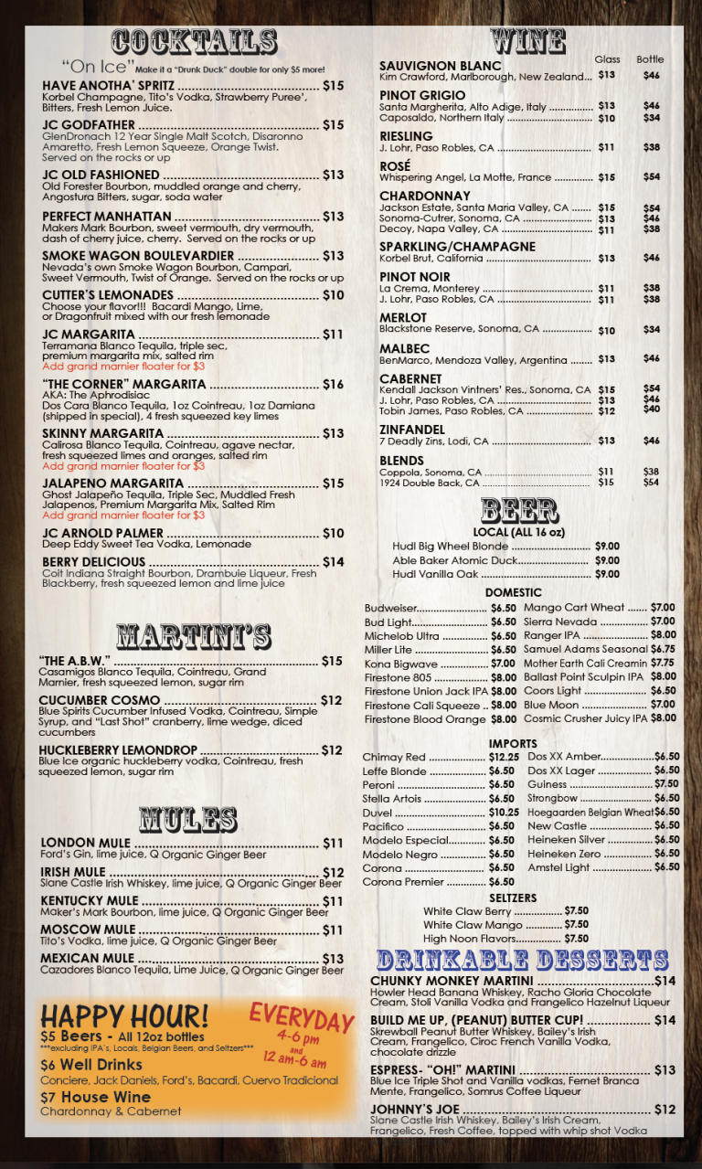 Menu – John Cutter Tavern