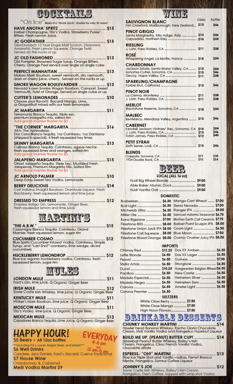 Menu – John Cutter Tavern